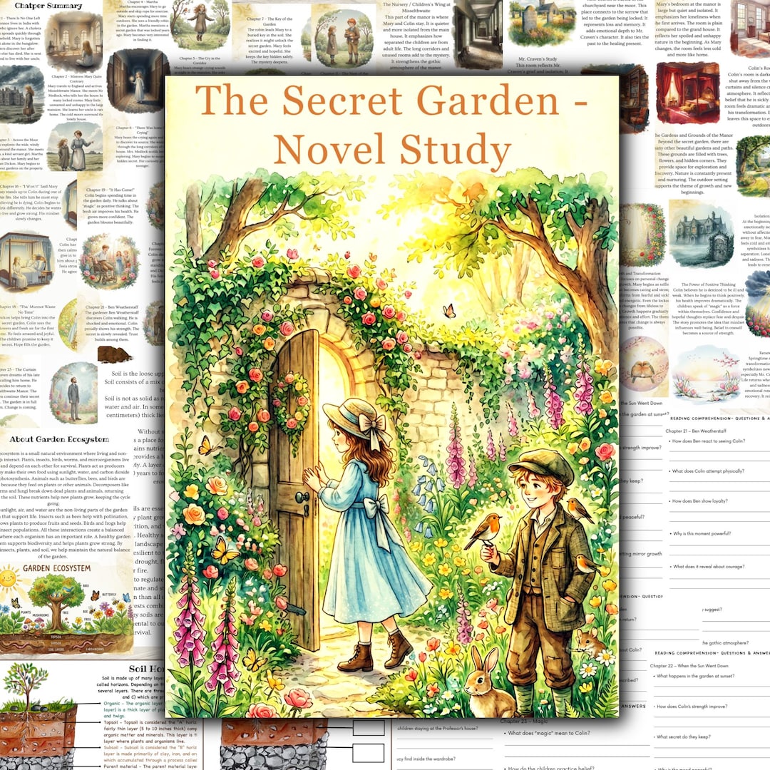 THE SECRET GARDEN Novel Study, Literature Unit, Book Club, Book Study ...