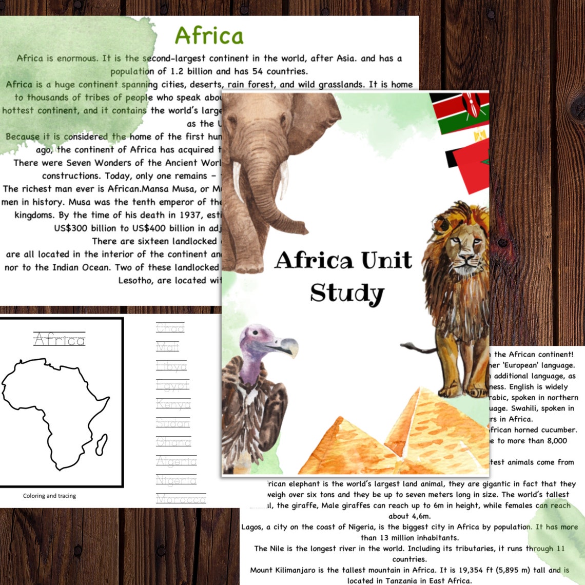 Africa Unit Study Printable Africa Puzzle Africa 3 Part - Etsy
