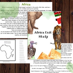 Africa Unit Study Printable, Africa Puzzle, Africa 3 Part Cards ...