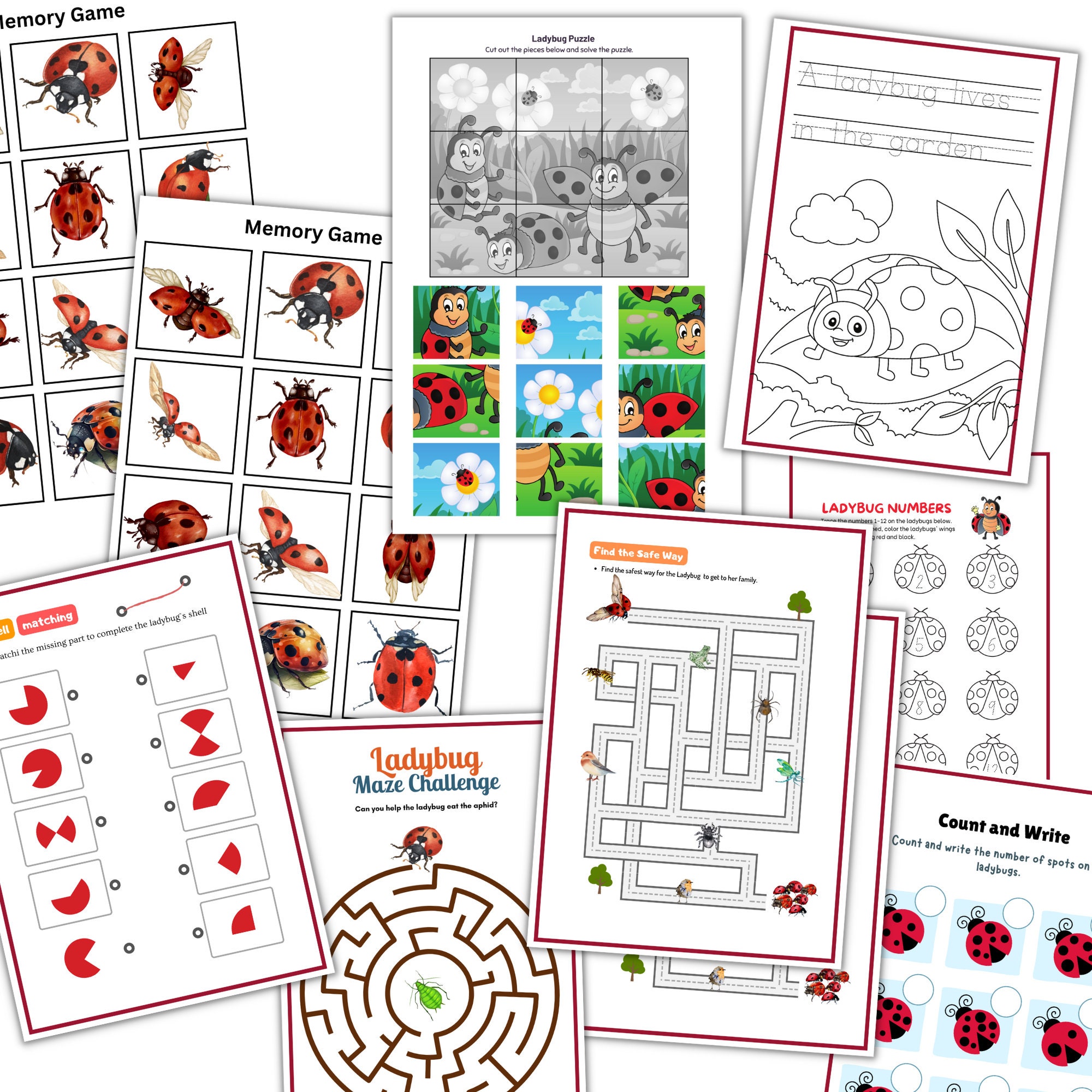 Ladybug Unit Study, Ladbug Printable Puzzle, Ladybug 3 Part Cards ...