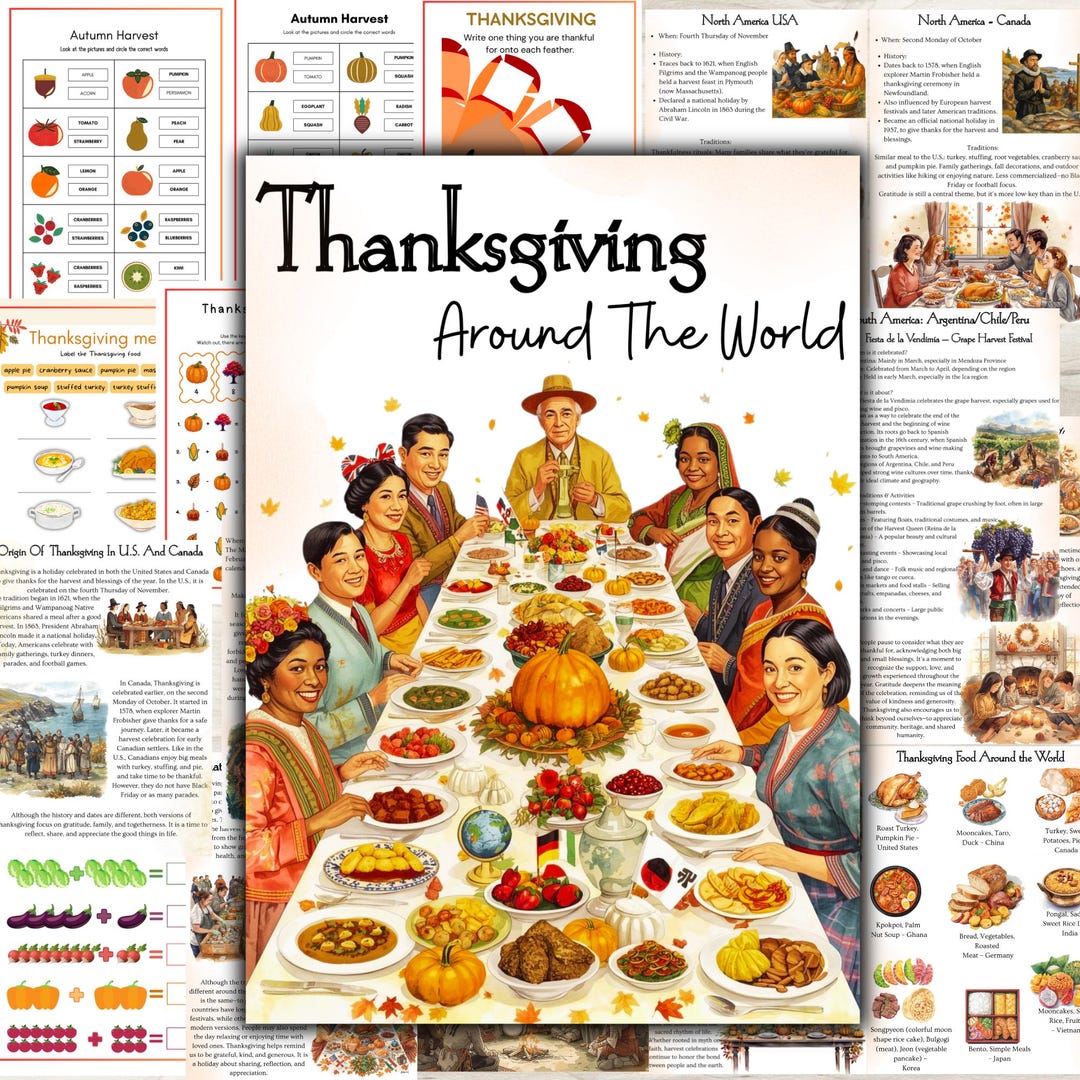 THANKSGIVING AROUND the WORLD Unit Study, Thanksgiving Unit Study ...