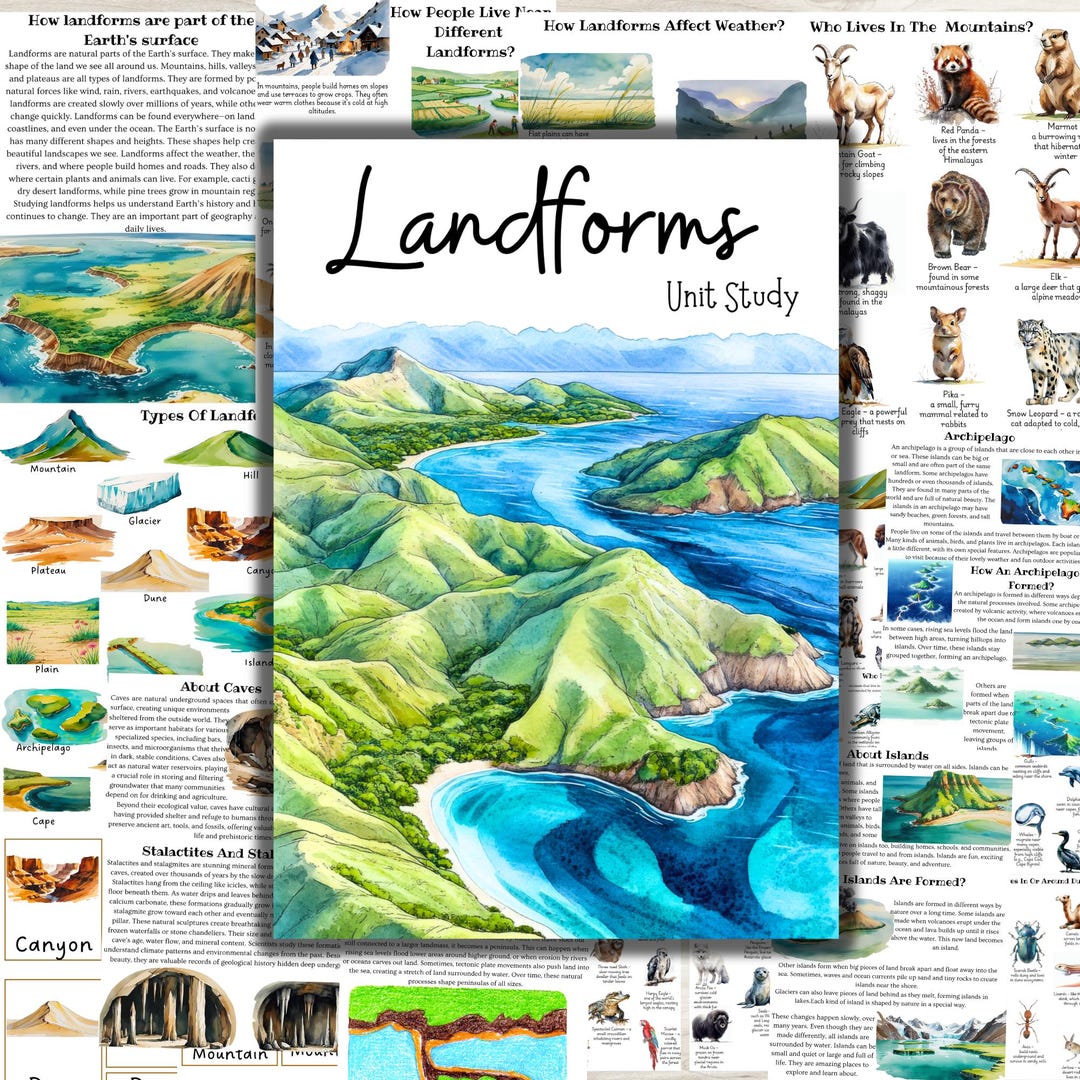Landforms Unit Study, Geography Unit, Geography Homeschool, Landform ...