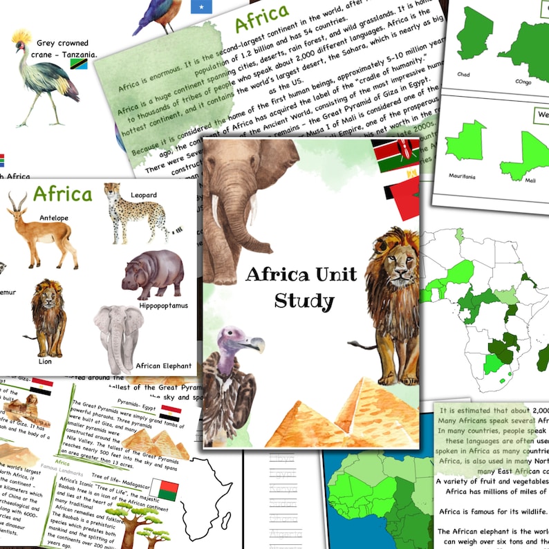 Africa Unit Study Printable Africa Puzzle Africa 3 Part - Etsy