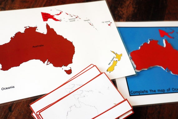 Oceania Map Puzzle printable Montessori continents - Etsy.de