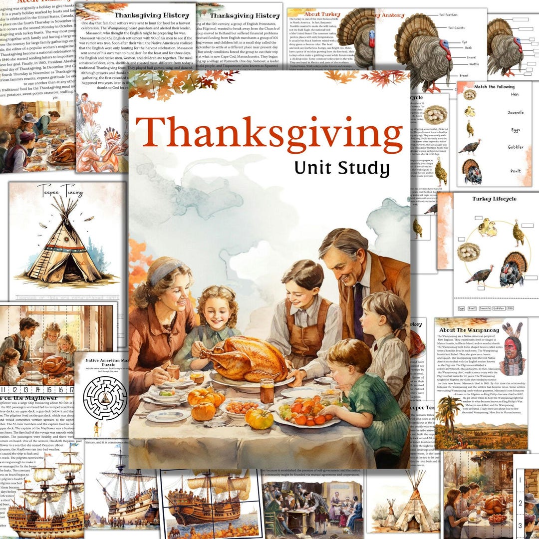 Thanksgiving Unit Study, Turkey Unit Study, Pilgrims Activity, Autumn ...