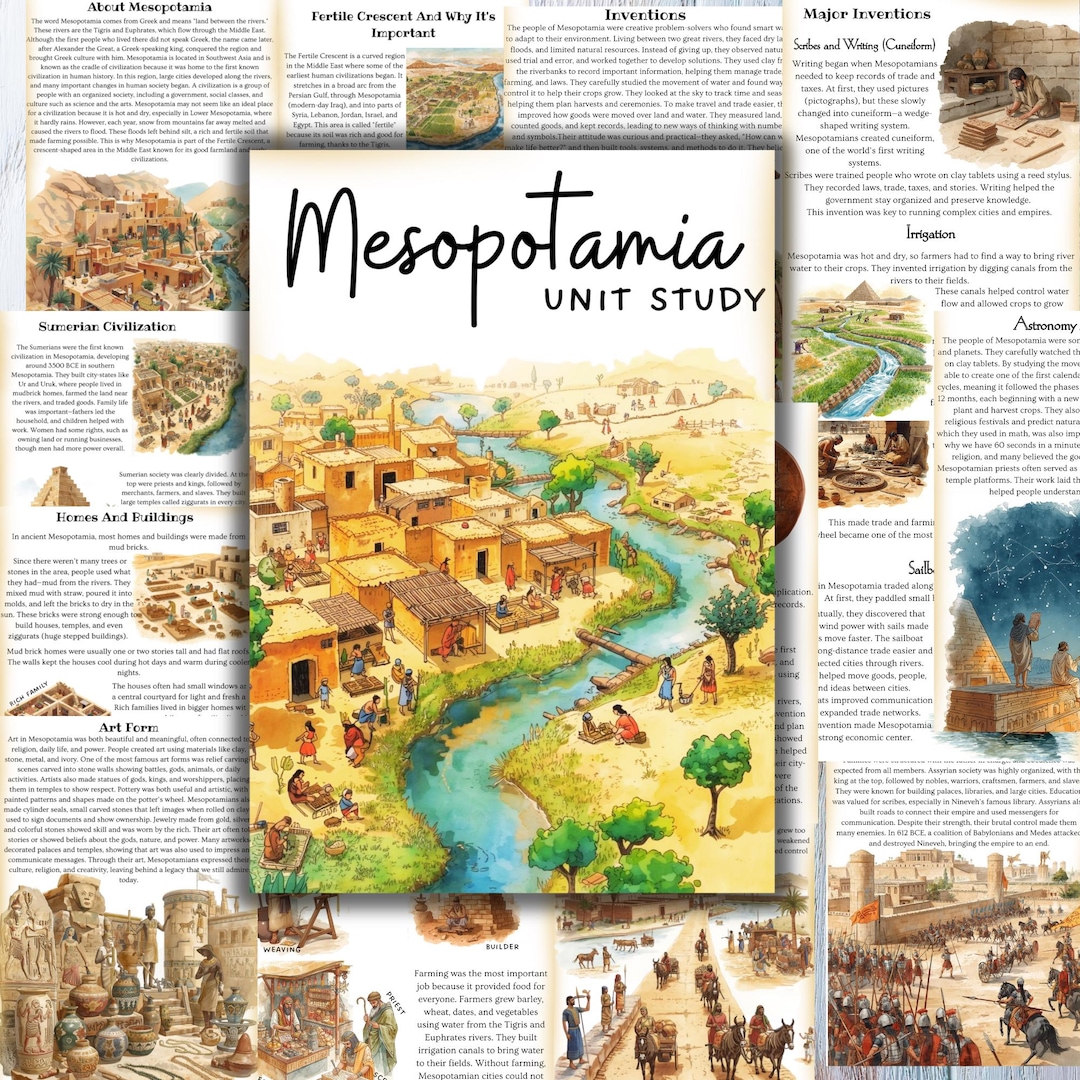 MESOPOTAMIA UNIT STUDY, History Printable, History Unit Study, Ancient ...