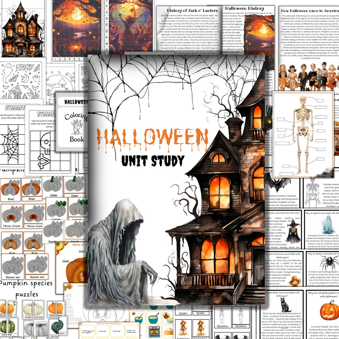 HALLOWEEN UNIT STUDY, Spider Unit Study, Raven Unit Study, Pumpkin Unit ...