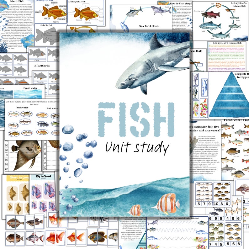Fish Unit Study Fish Printable Puzzle Fish Activities Shark - Etsy