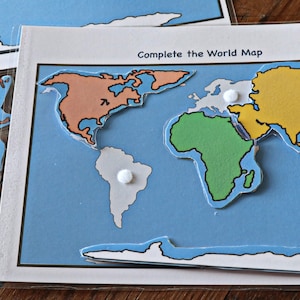 Continents Puzzle Printable, World Map Puzzle, 3 Part Cards Continents ...