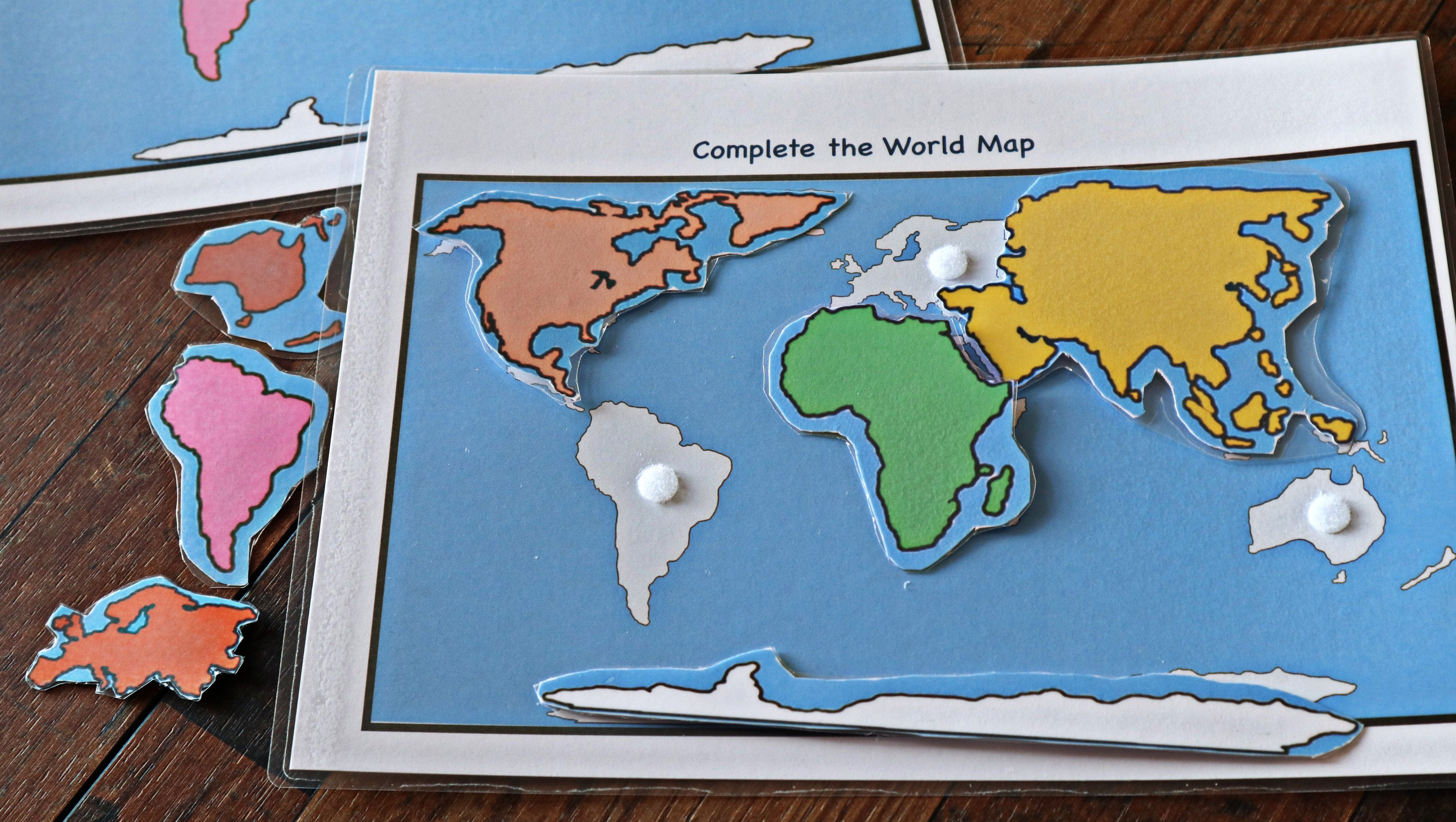 Continents Puzzle Printable, World Map Puzzle, 3 Part Cards Continents ...