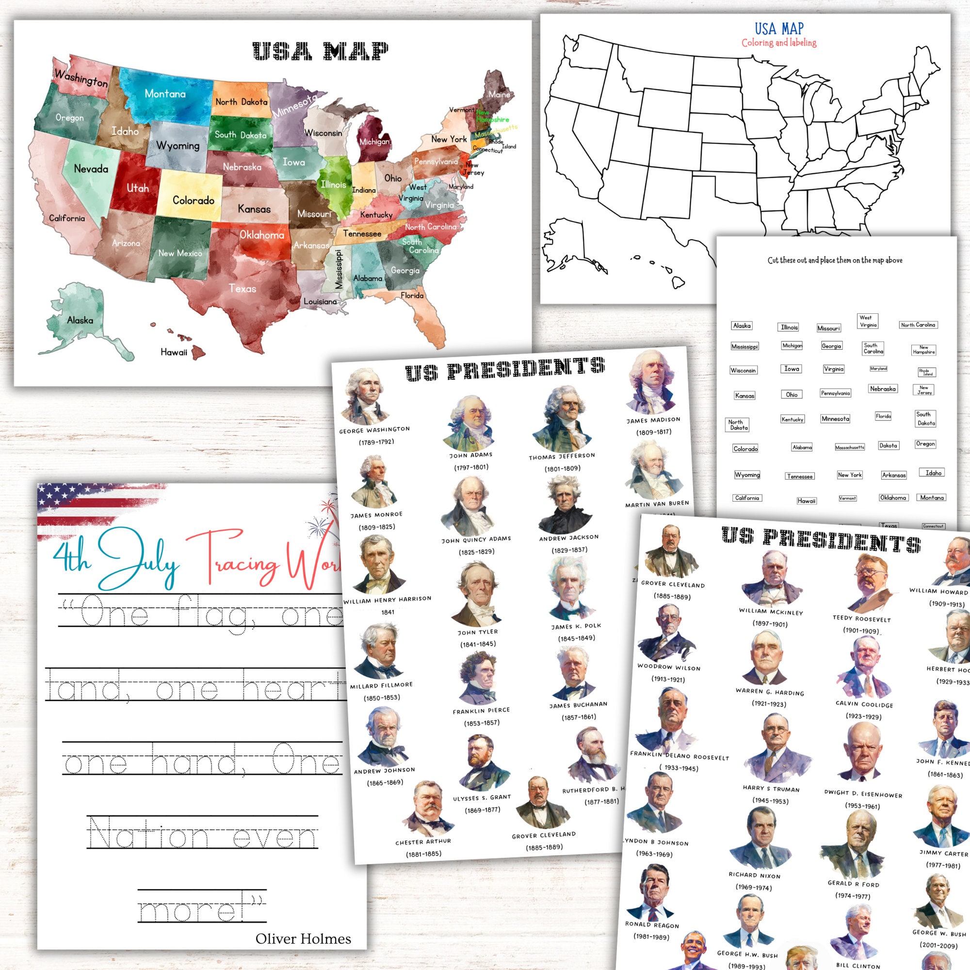 July 4th Unit Study, US History, American Independence Unit, USA Map ...