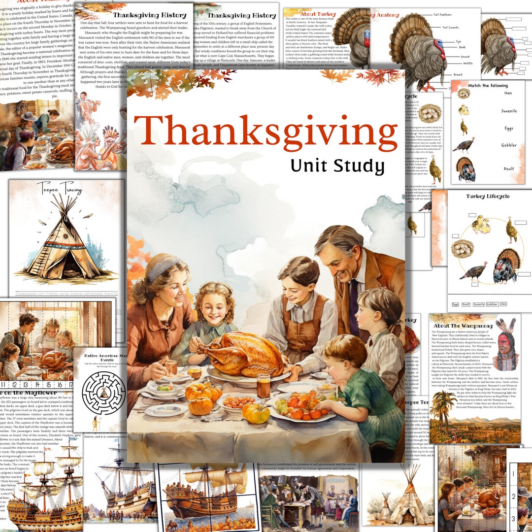 Thanksgiving Unit Study, Turkey Unit Study, Pilgrims Activity, Autumn ...
