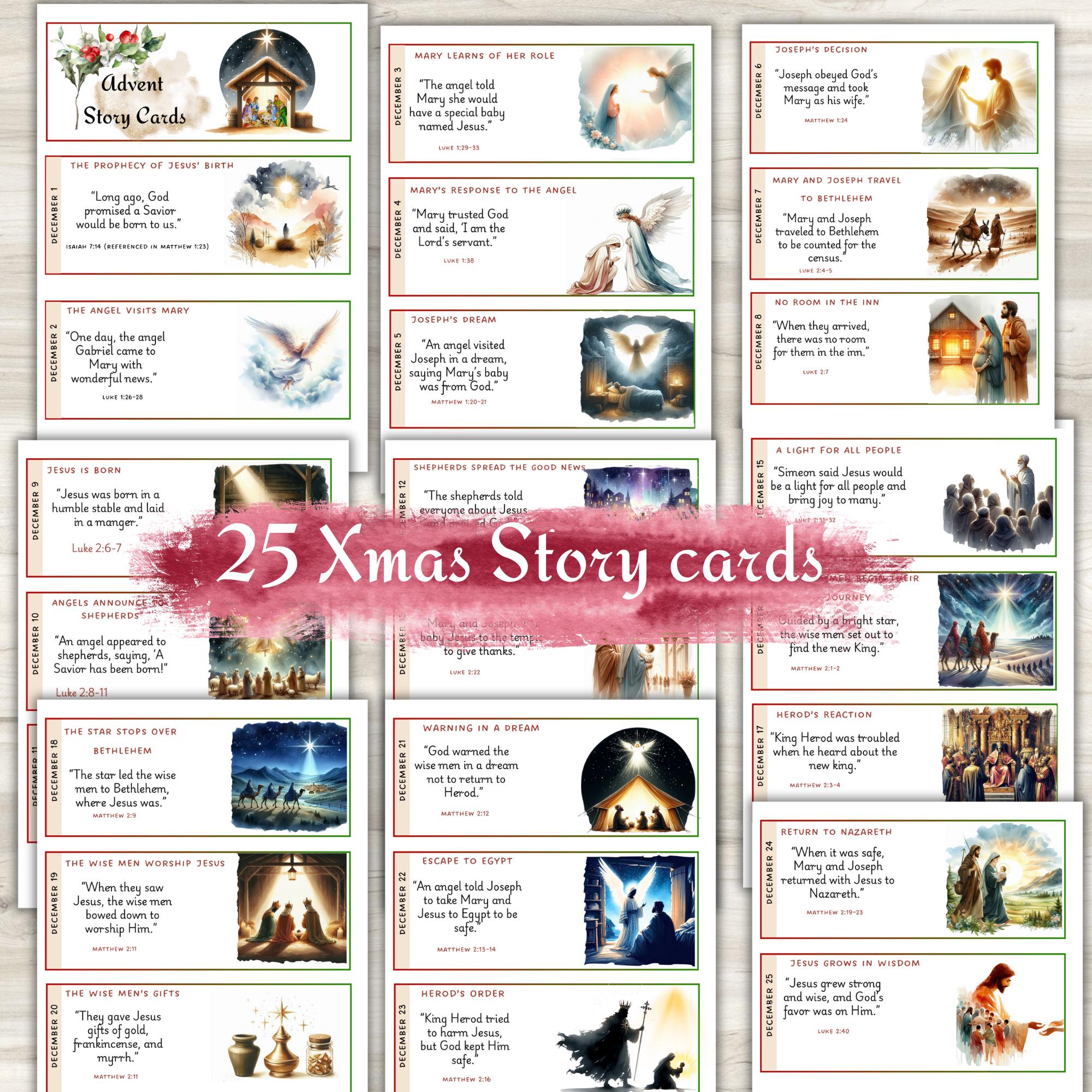 Advent Christmas Story Cards , Nativity Story Cards, Gospel of Luke and ...