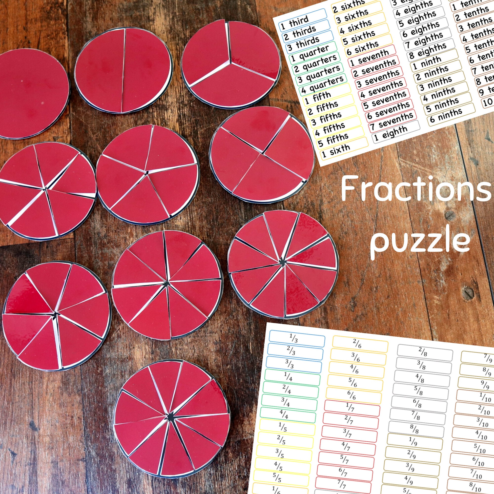Fractions Bundle Printable, Montessori Fractions, Fractions Unit ...