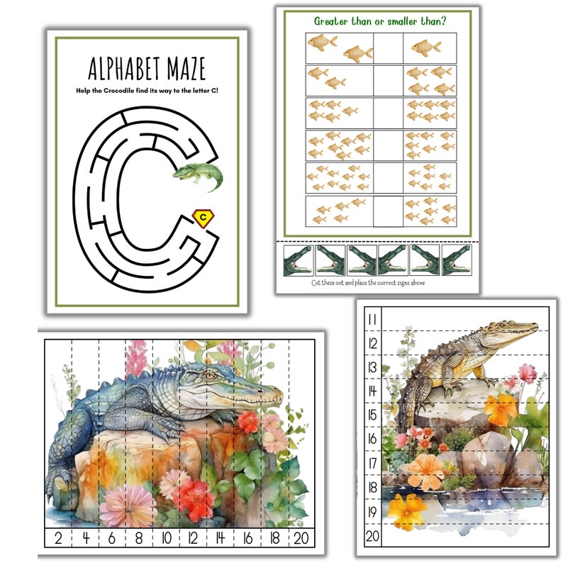 Crocodile Mini Unit Study, Crocodile Puzzle Printable, Crocodile ...