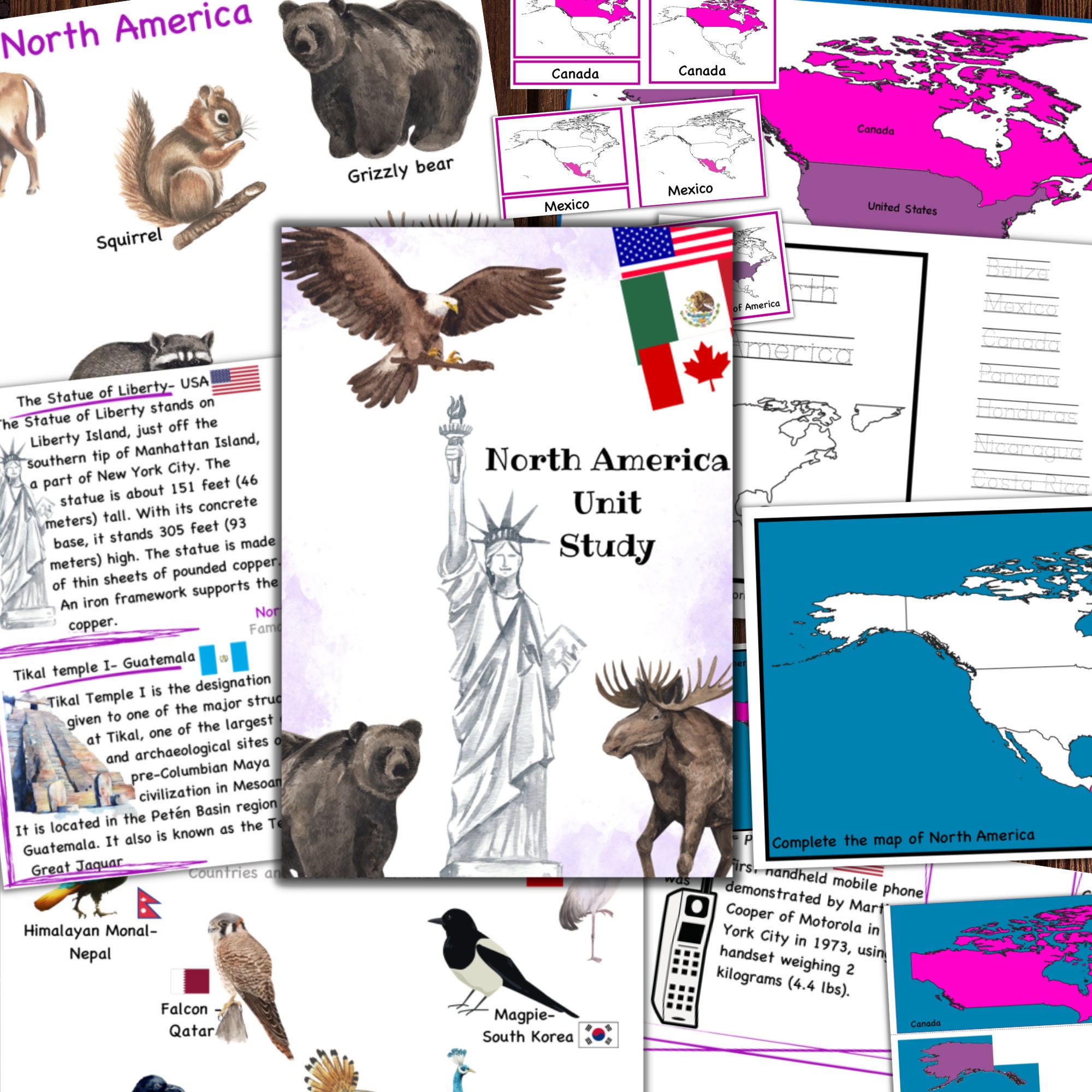 North America Unit Printable, North America Landmarks, North America ...