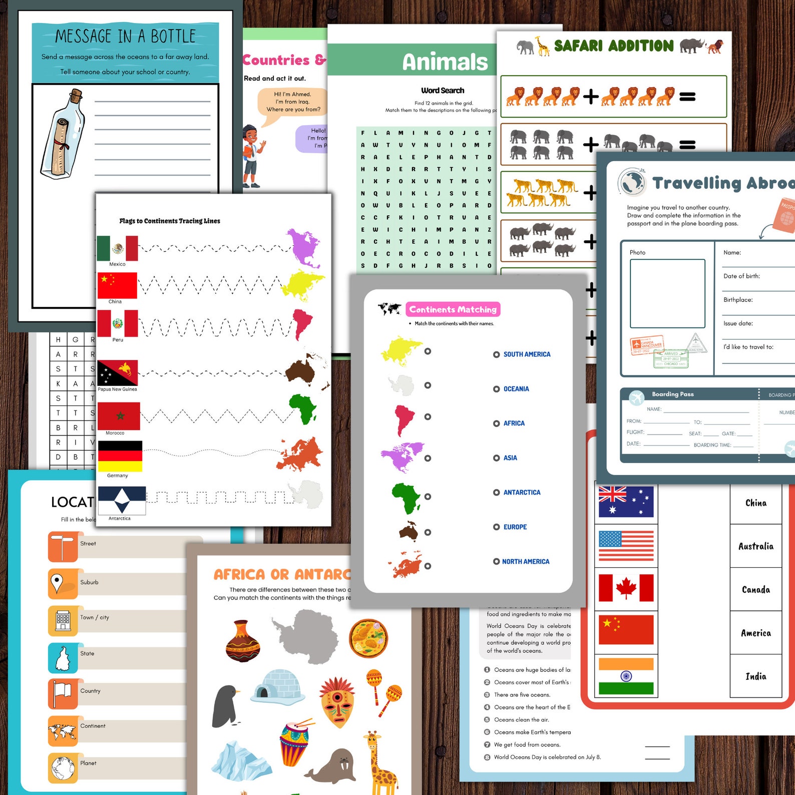 Continents Unit Study World Map Printable Puzzle Africa - Etsy