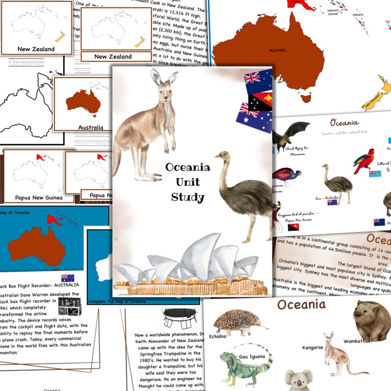 Oceania Unit Printable, Oceania Landmarks, Oceania Animals, Oceania ...