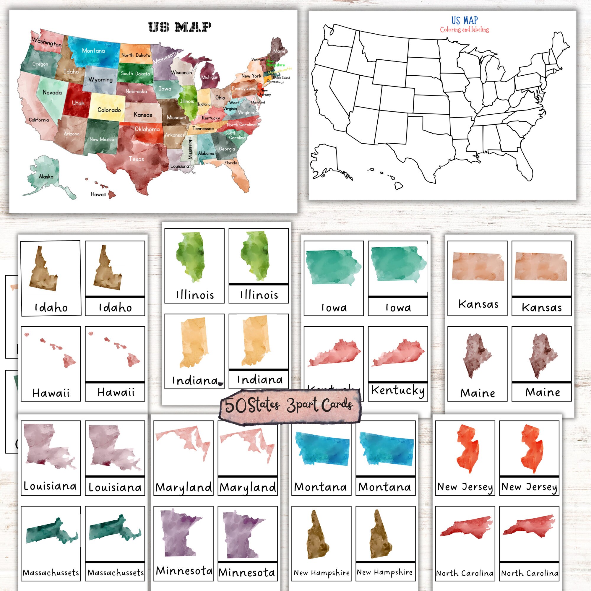 USA 50 States and State Capitals, Geography Lessons, 50 States of USA ...