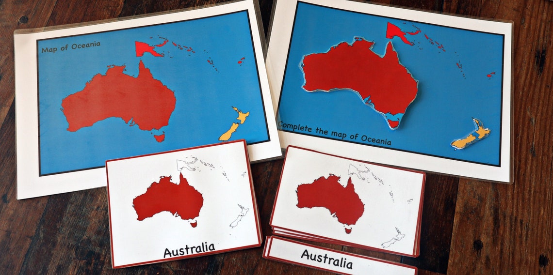 Oceania Map Puzzle Printable Montessori Continents - Etsy