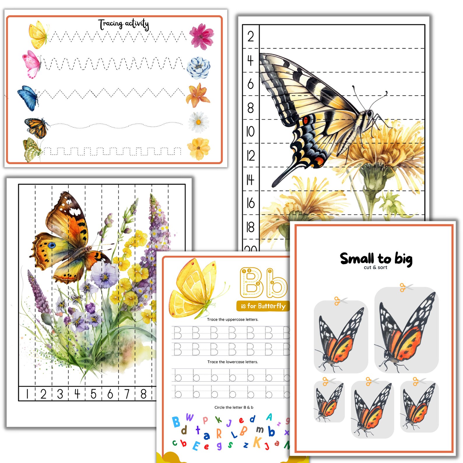 Butterfly Unit Study, Butterfly Printable Puzzle, Butterfly 3 Part ...
