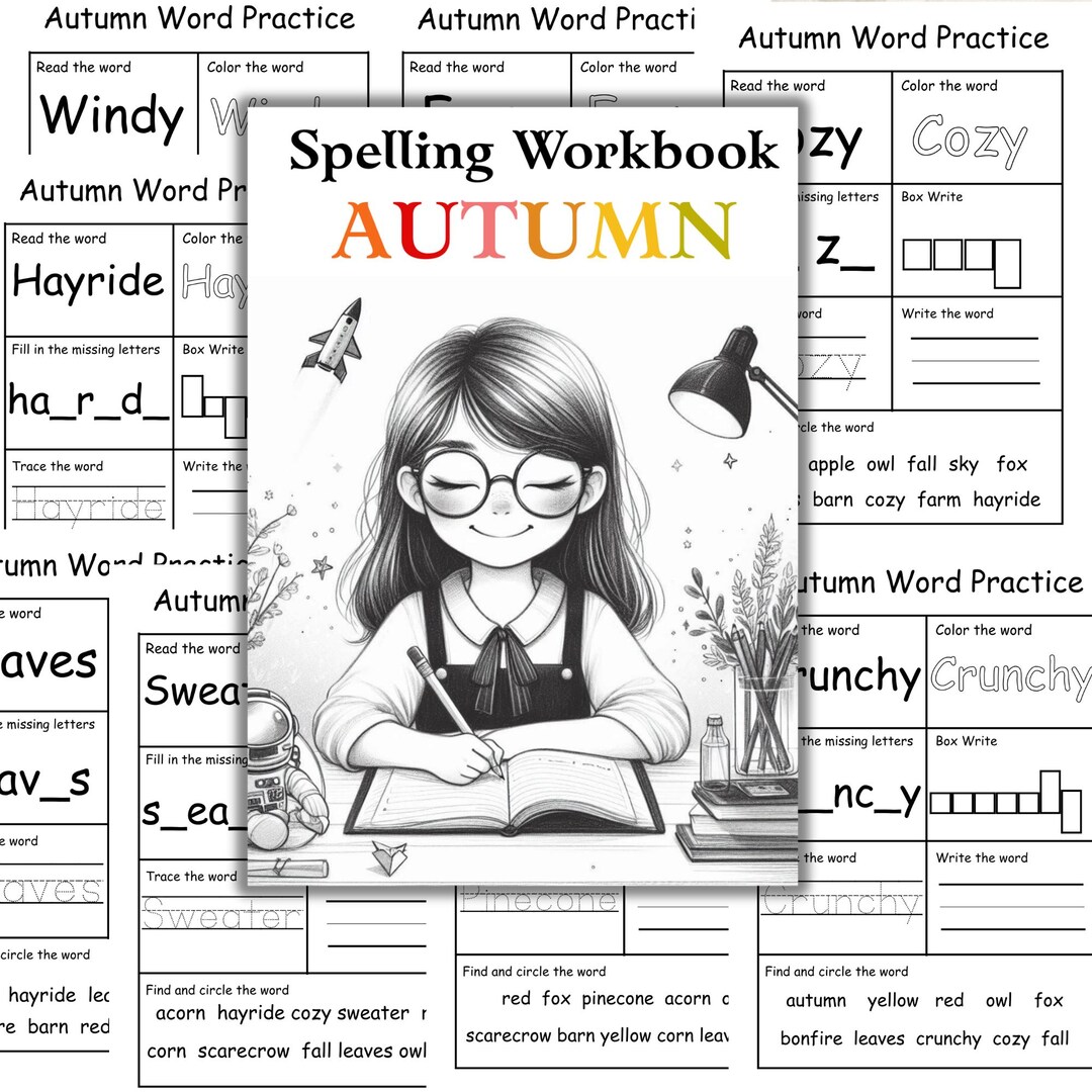 Autumn Vocabulary Worksheets, Autumn Spelling Workbook, Fall Spellings ...