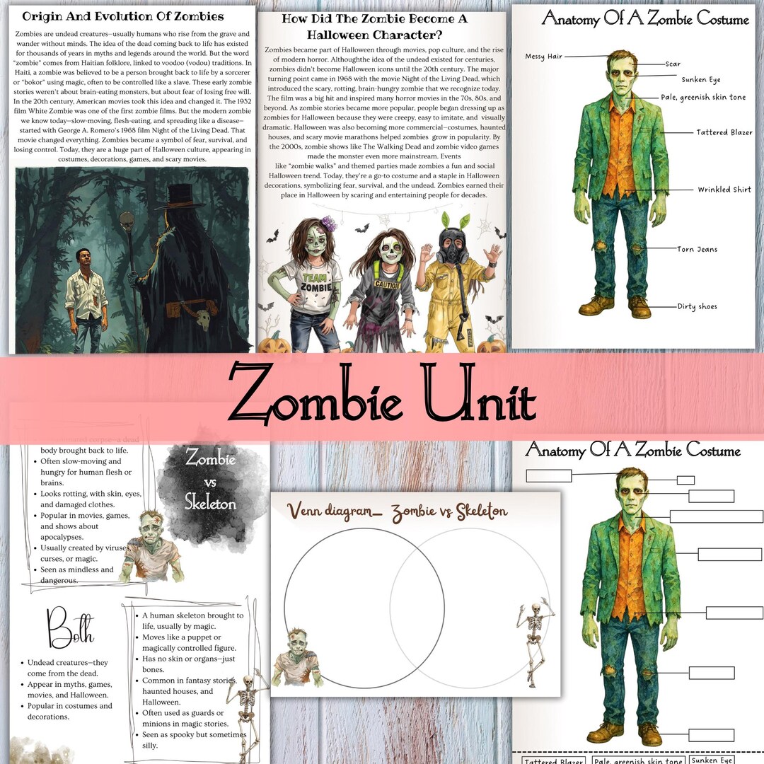 Zombie MINI Unit, Halloween Printable, Halloween Unit Study, Halloween ...