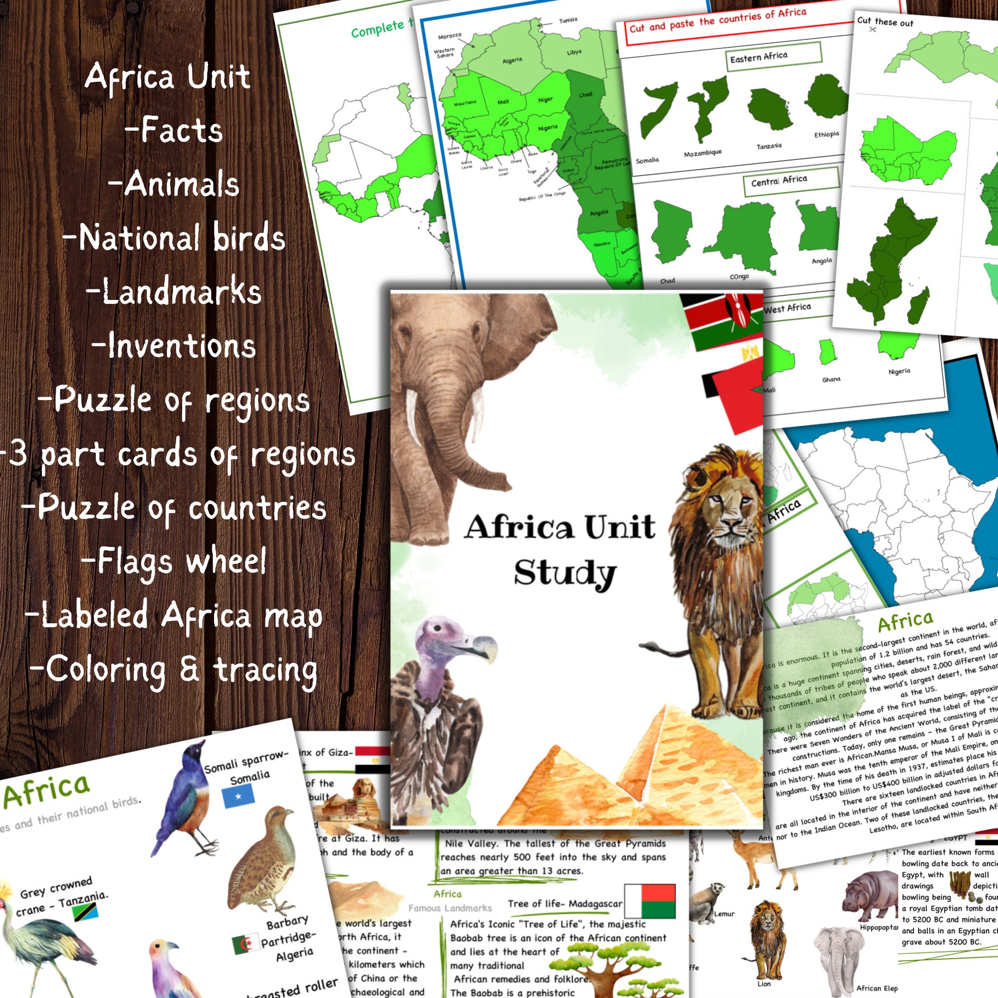 Continents Unit Study World Map Printable Puzzle Africa - Etsy Australia