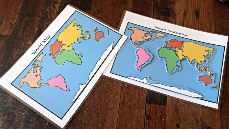 World Map Puzzle Printable, Montessori Continents, Geography Unit ...