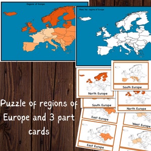 Europe Unit Study Printable, Europe Puzzle, 3 Part Cards Europe, Europe ...