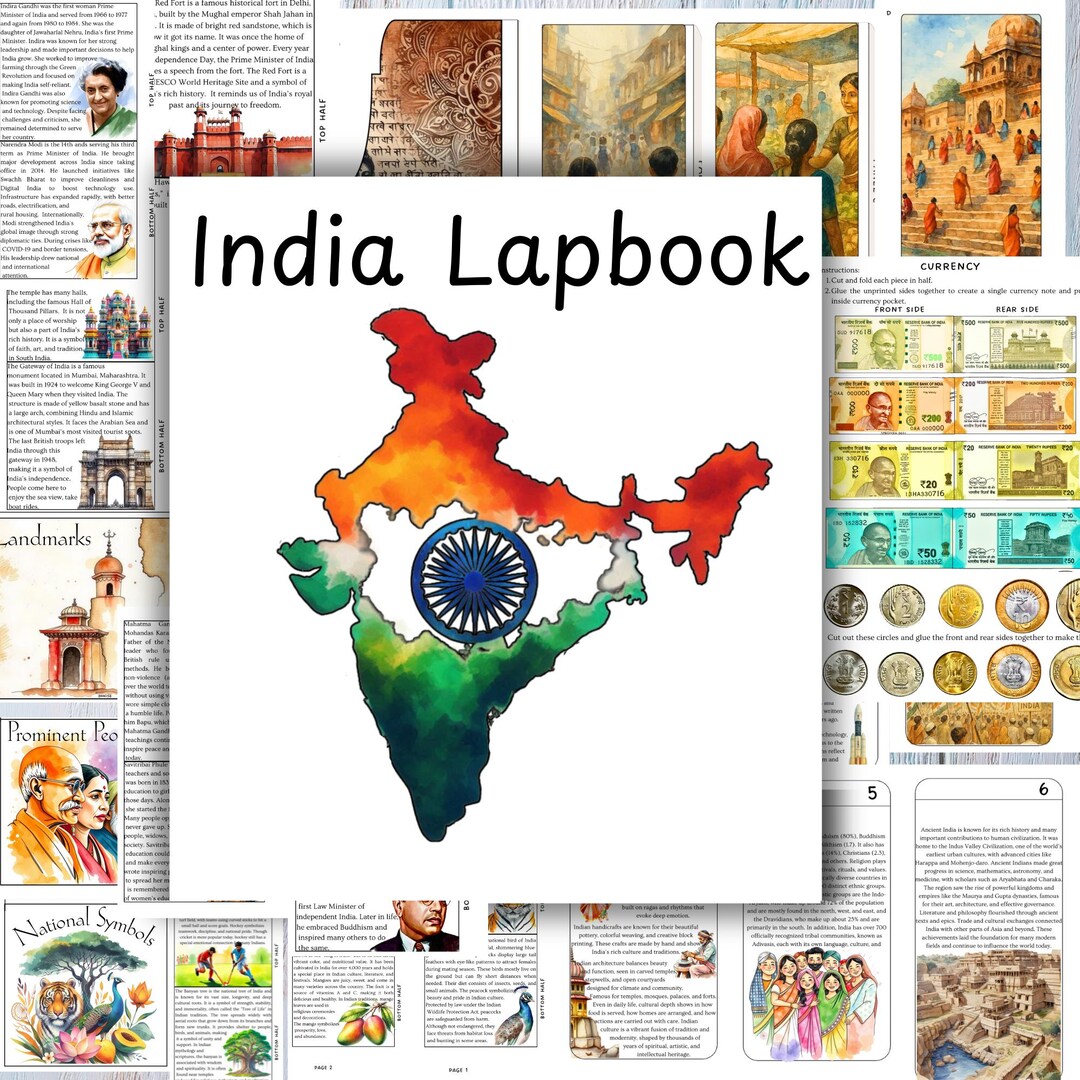 India Lapbook, India Unit Study, Geography Unit, Ancient India, Asia ...