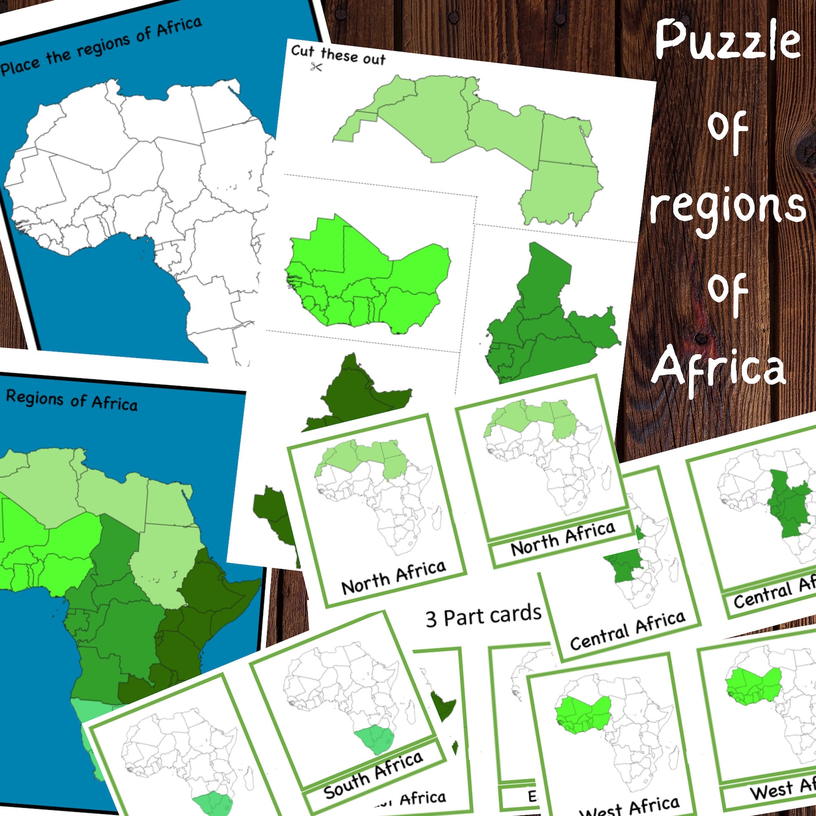 Africa Unit Study Printable, Africa Puzzle, Africa 3 Part Cards ...