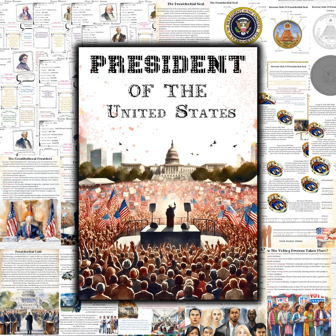 President of the USA Unit Study, American History, US Civics, America ...