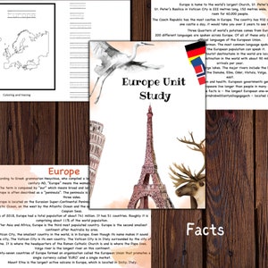 Europe Unit Study Printable, Europe Puzzle, 3 Part Cards Europe, Europe ...