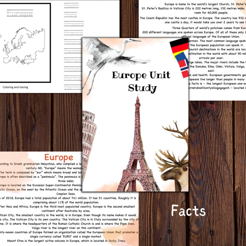 Europe Unit Study Printable, Europe Puzzle, 3 Part Cards Europe, Europe ...