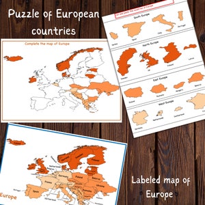 Europe Unit Study Printable, Europe Puzzle, 3 Part Cards Europe, Europe ...