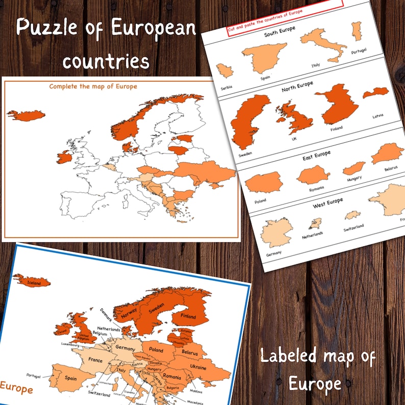 Europe Unit Study Printable Europe Puzzle 3 Part Cards - Etsy