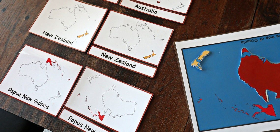 Oceania Map Puzzle Printable Montessori Continents - Etsy