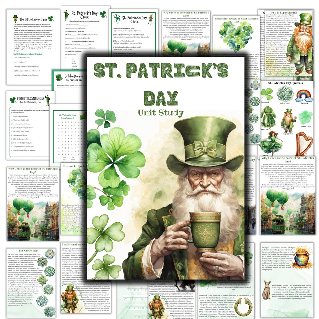 St. Patrick's Day Unit Study, St. Patrick's Day Printables , Ireland ...