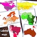 Continents Puzzle Printable World Map Puzzle 3 Part Cards - Etsy