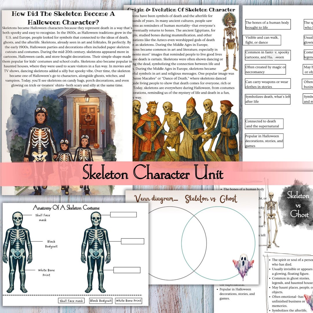 Halloween Skeleton Mini Unit, Halloween Printable, Halloween Unit Study ...