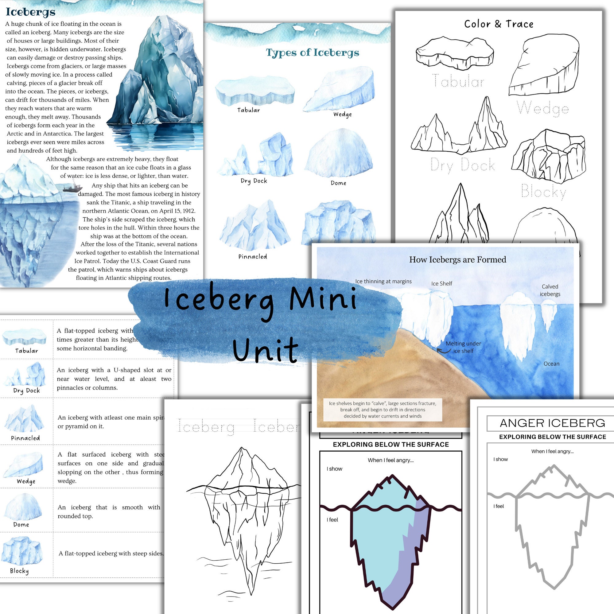 Iceberg Mini Unit, Winter Printable Activity, Antarctica Activity ...