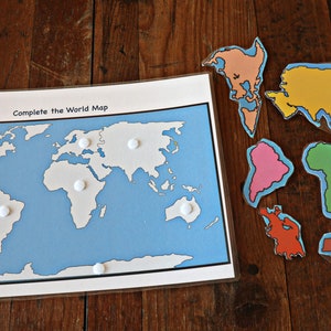 Continents Puzzle Printable, World Map Puzzle, 3 Part Cards Continents ...