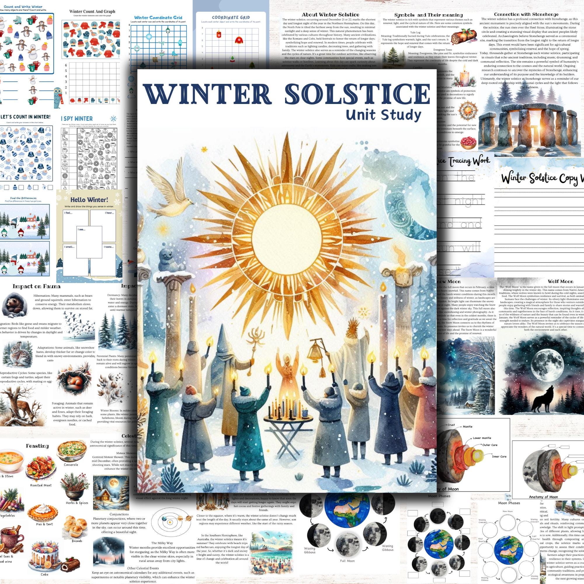Winter Solstice Unit Study, Winter Full Moon, Winter Solstice ...