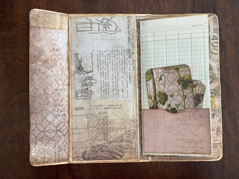 Junk Journal, Folio, Ephemera Holder, Vintage Prints, Handcrafted Journal, Document Holder, Tim ...