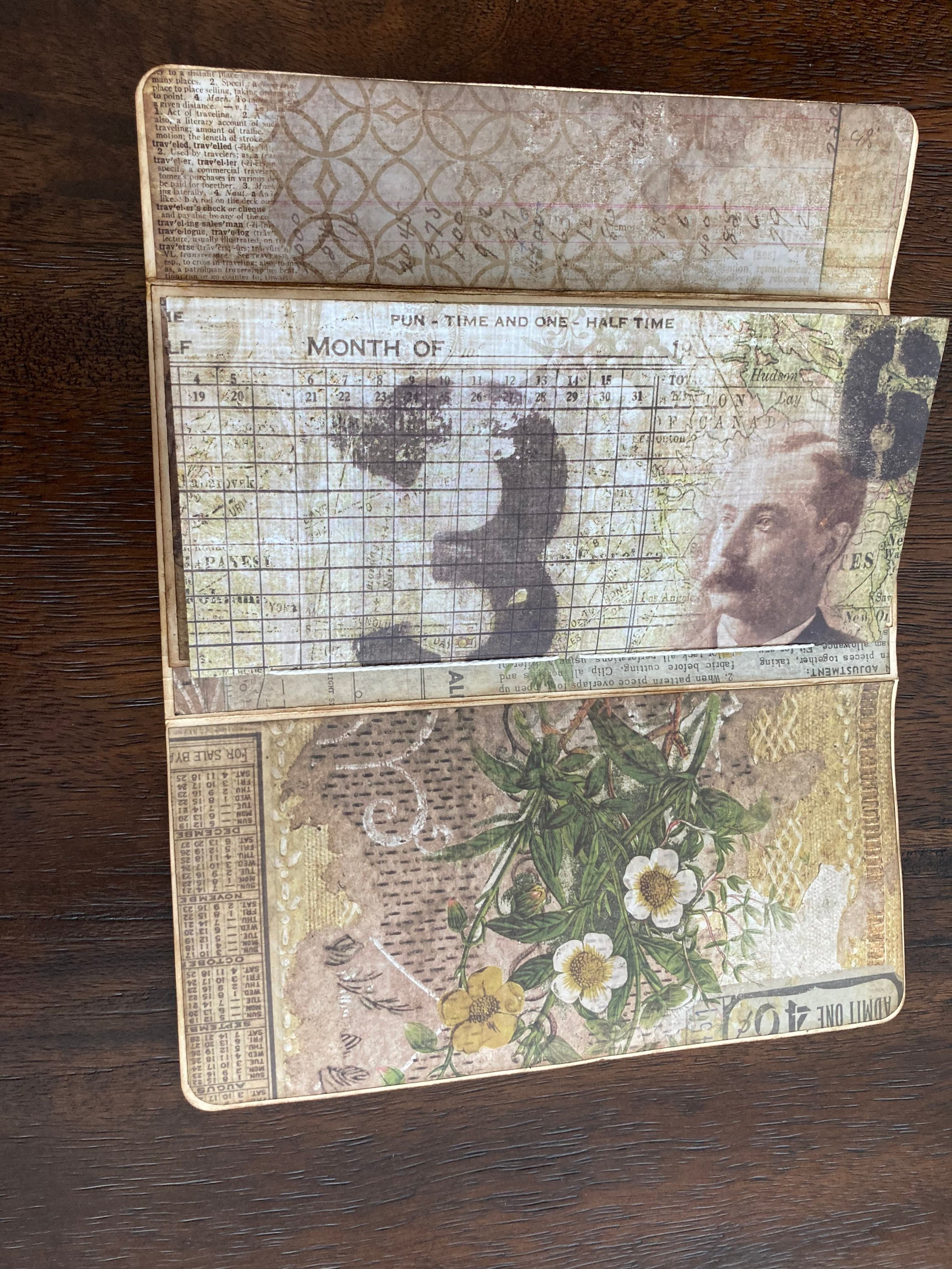 Junk Journal, Folio, Ephemera Holder, Vintage Prints, Handcrafted Journal, Document Holder, Tim ...