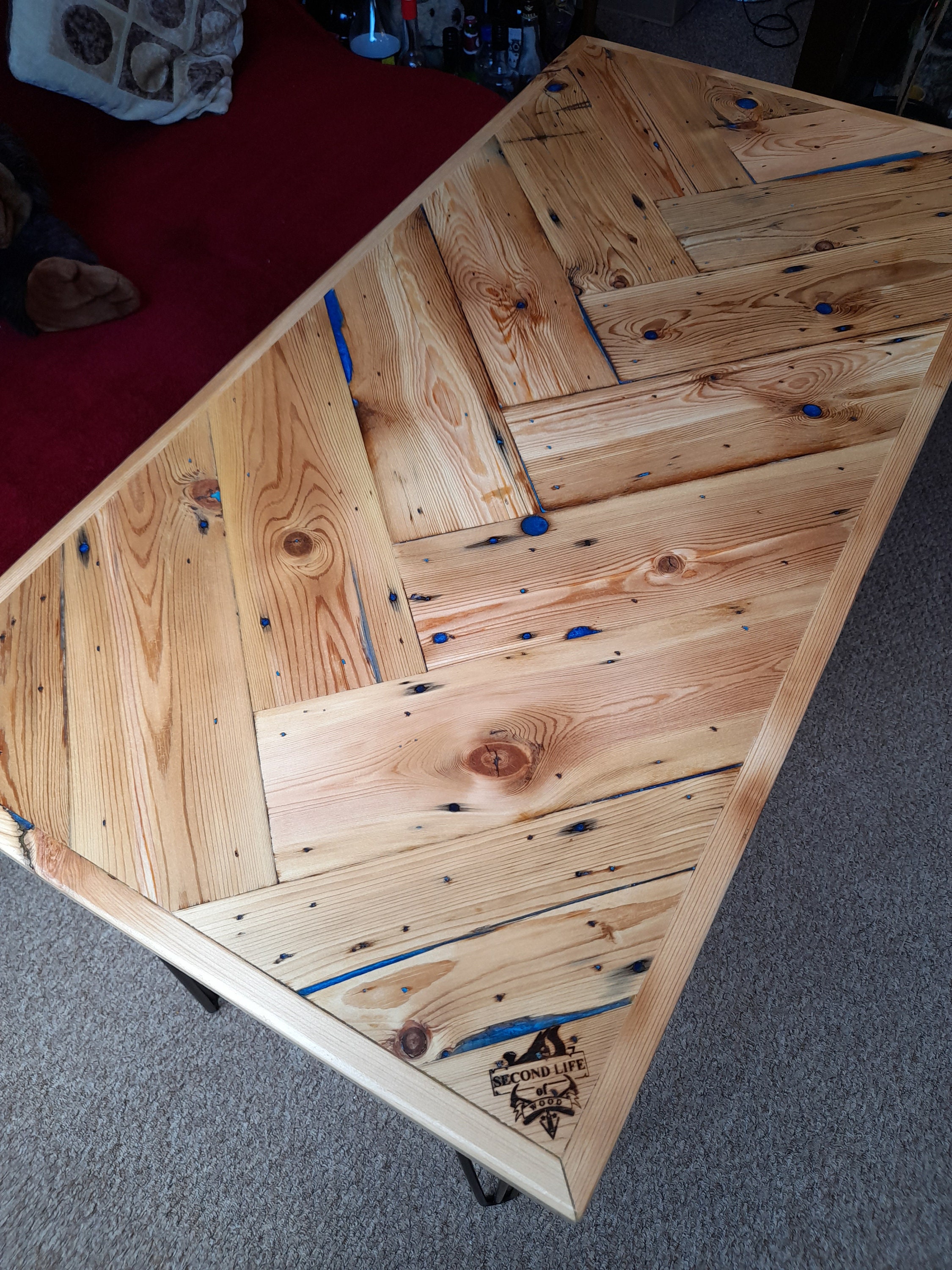 Unique Model-herringbone Joinery Industrial Style Epoxy - Etsy