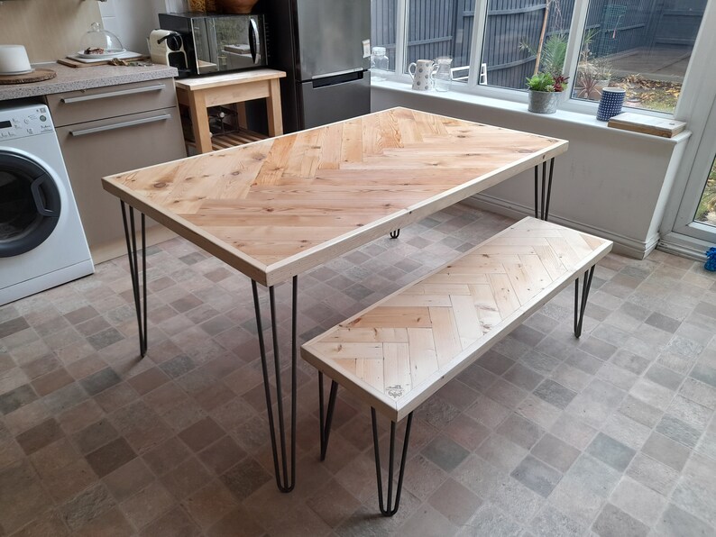 Rustic-herringbone Joinery Industrial Style: Dining Table - Etsy UK
