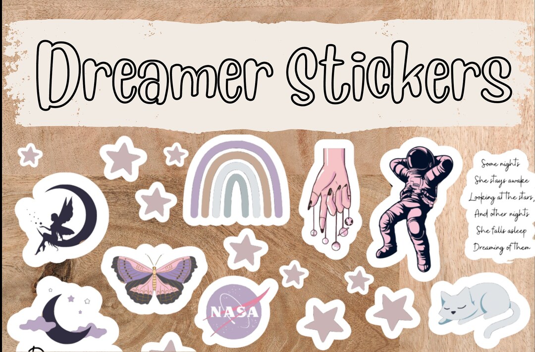 Dreamer Aesthetic Stickers, Waterproof/holographic, Cozy Celestial ...