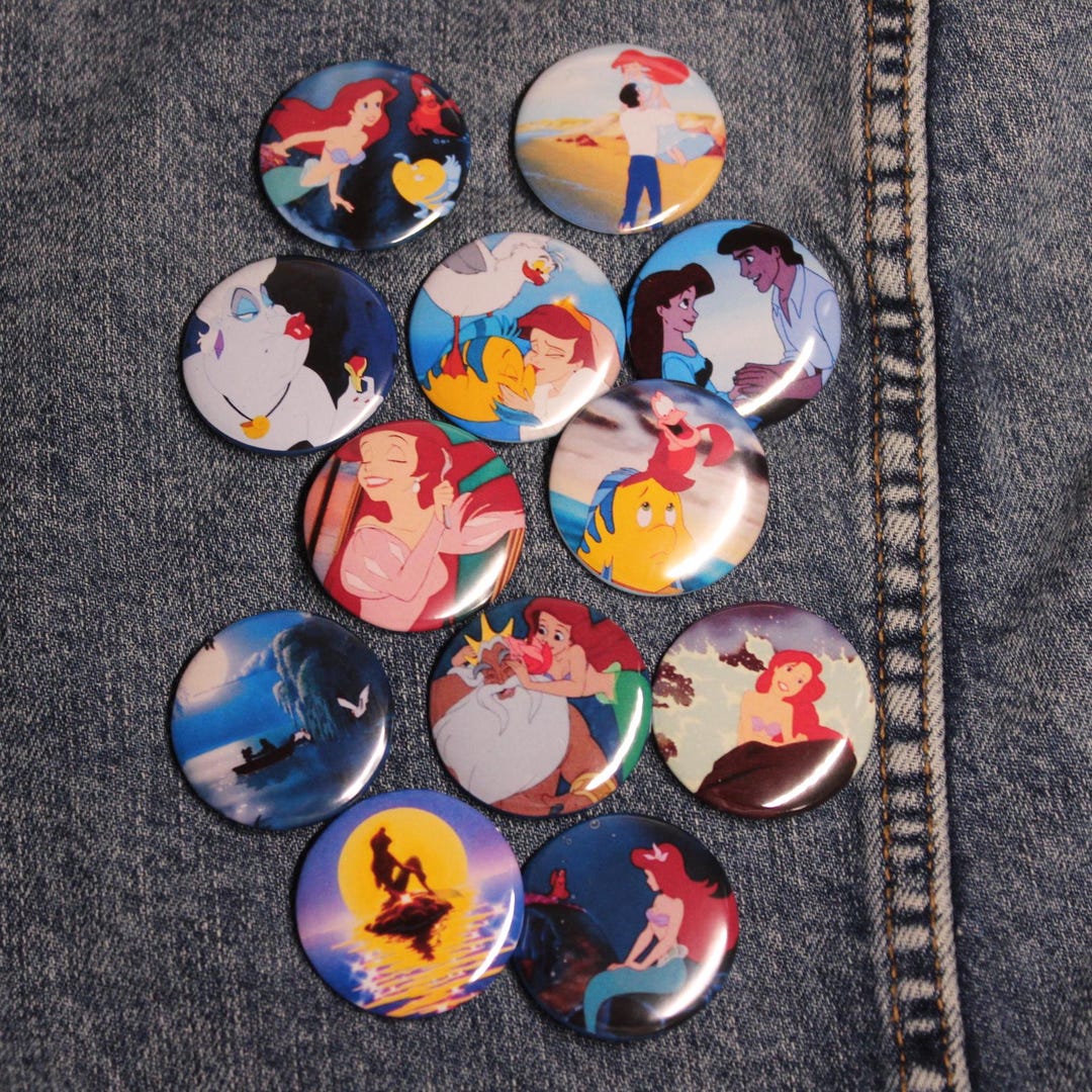 Disney's the Little Mermaid Button Pins, Disney Buttons, Disney Gift ...